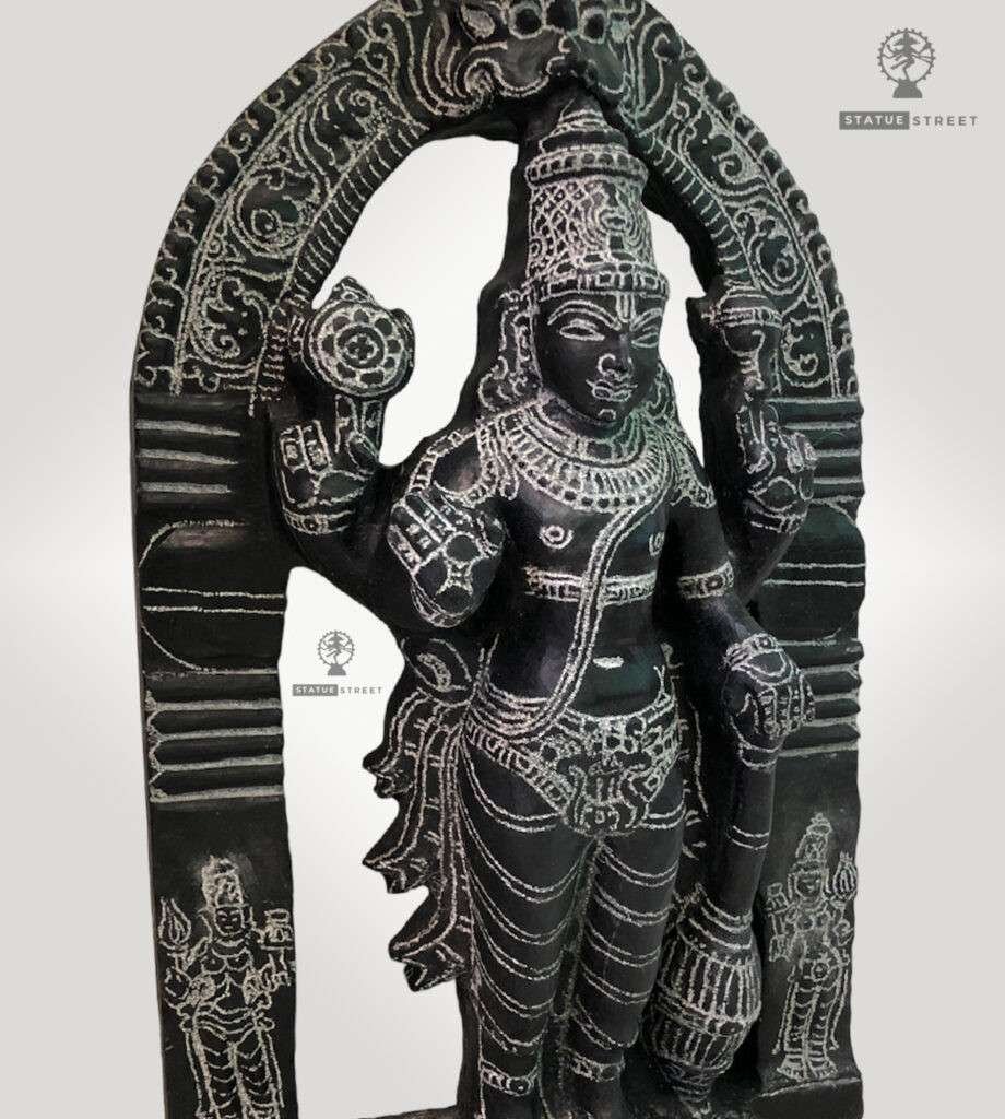 God Vishnu (Perumal) 1ft | Granite Stone - Statuestreet